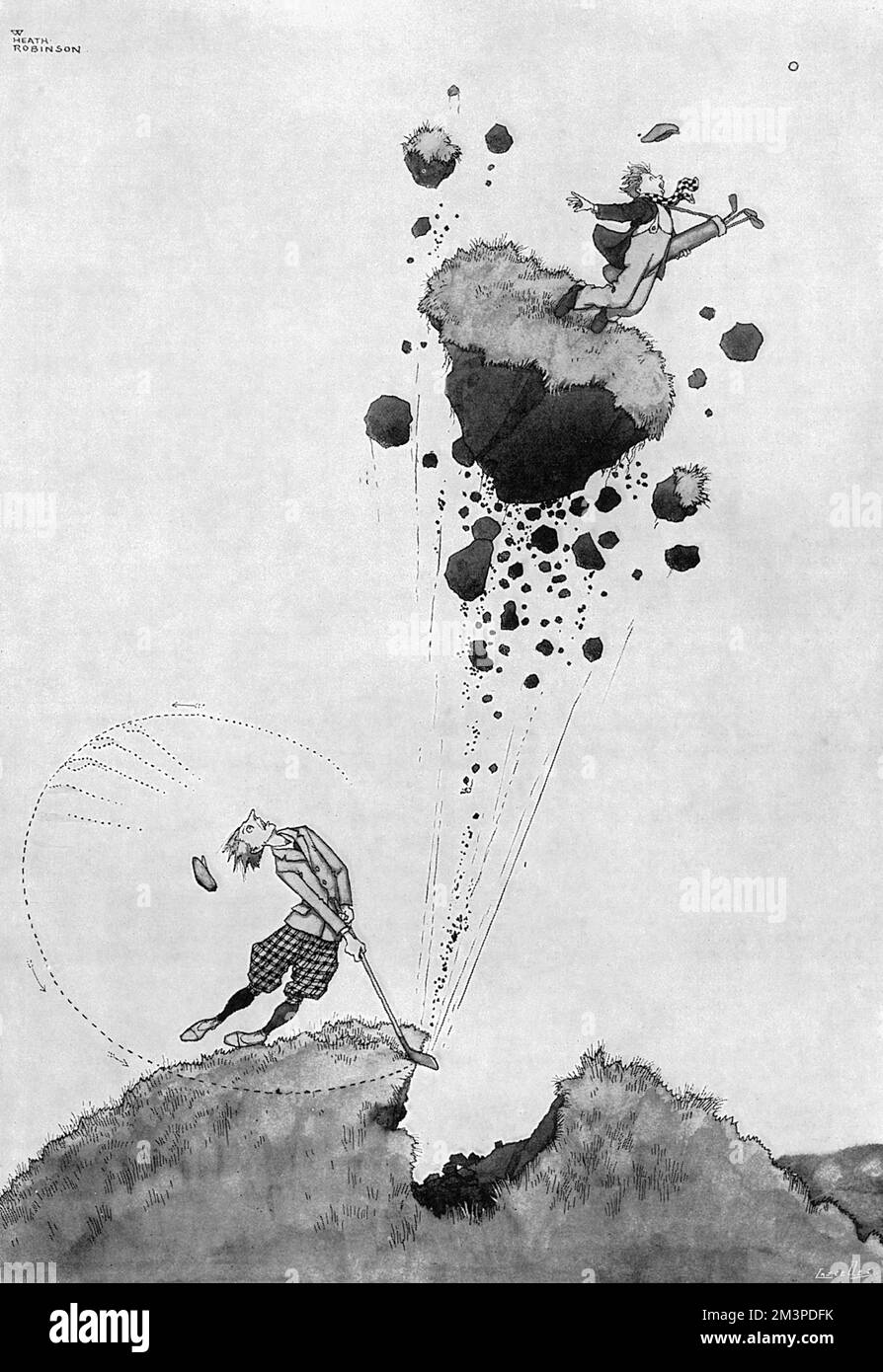 Unwavering Divotion by Heath Robinson - golf cartoon Stock Photo - Alamy