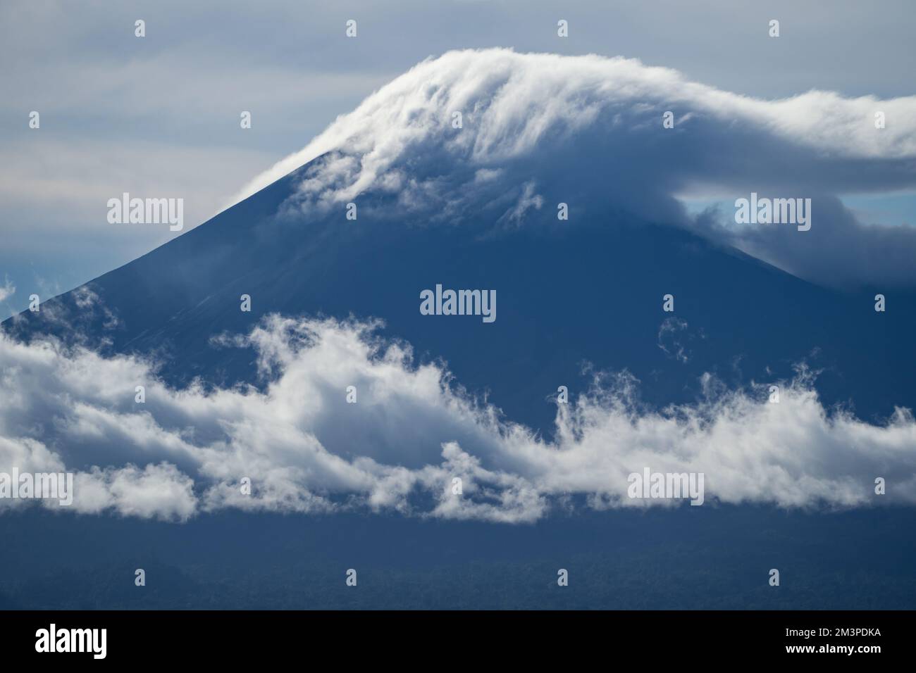 Clouds forming above volcano in the south Pacific Ocean - Ring of fire ...