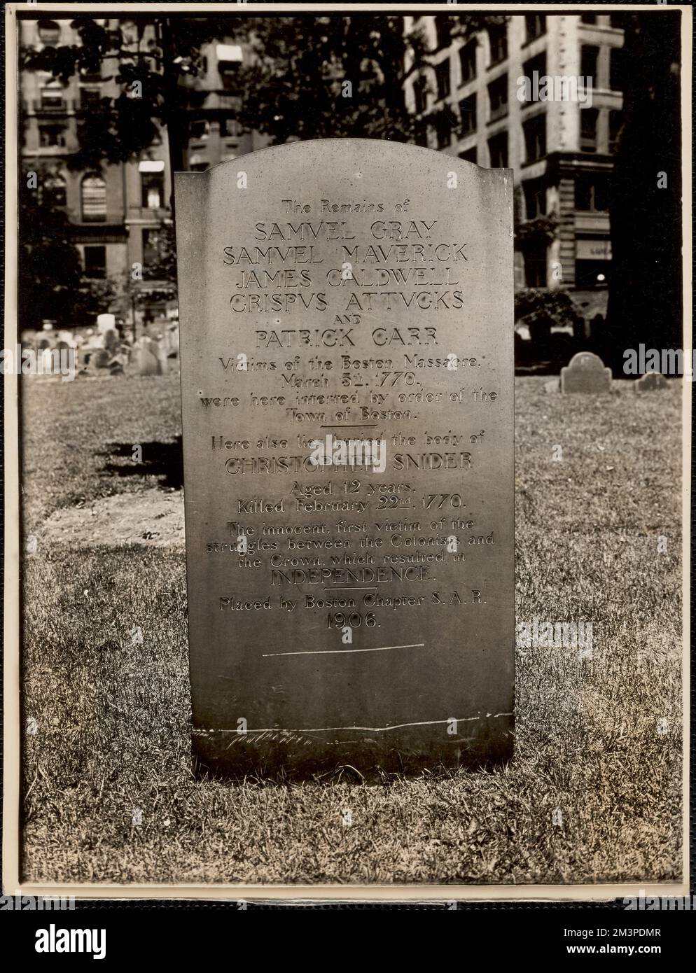 The remains of Samuel Gray, Samuel Maverick, James Caldwell, Crispus Attucks and Patrick Carr ...