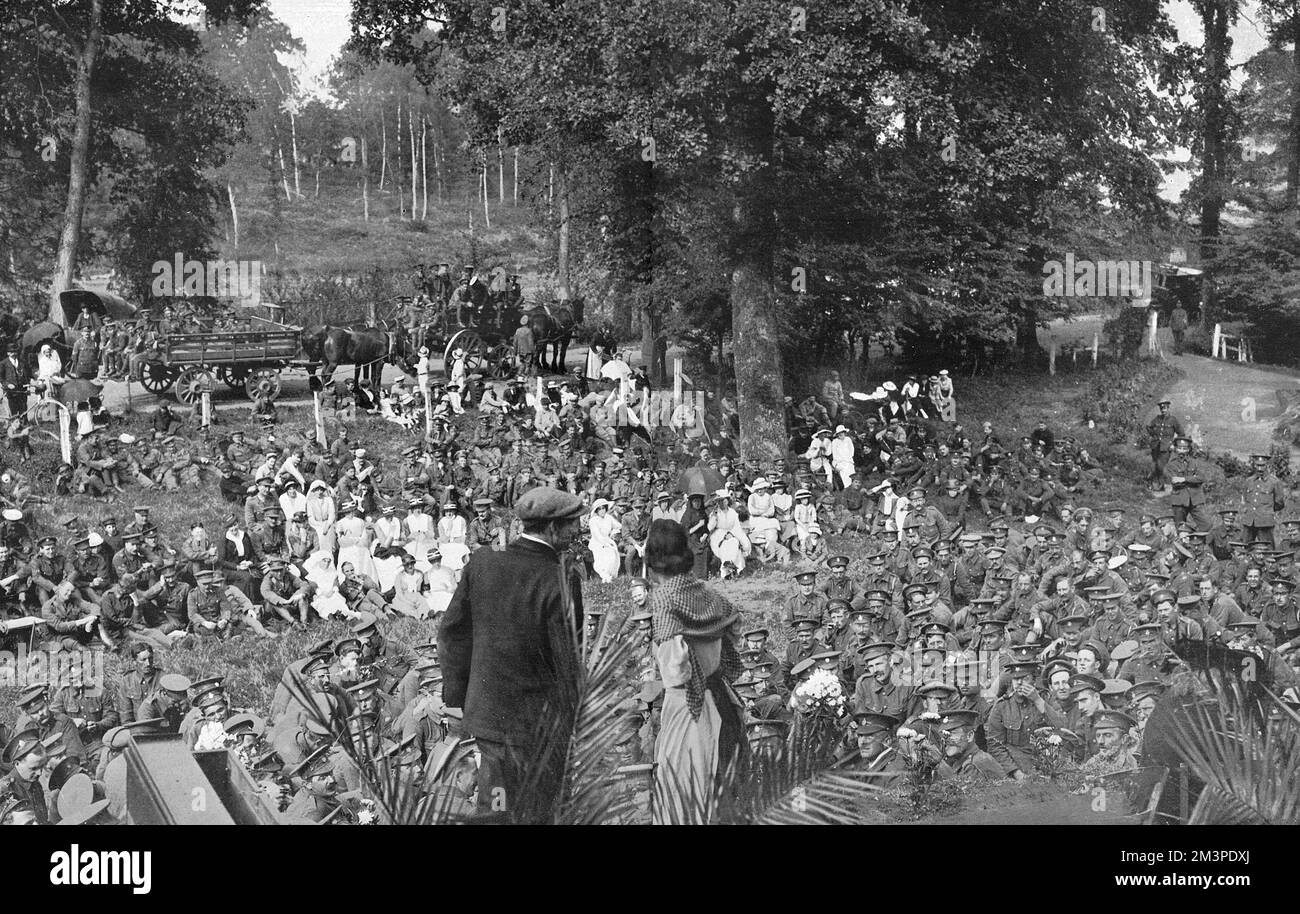 Concert in the War Zone for soldiers and others, France, WW1 Stock ...