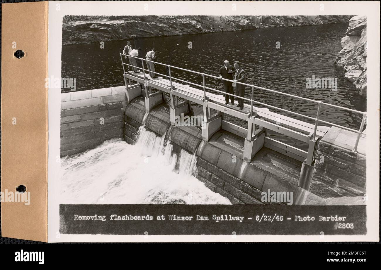 Removing flashboards at Winsor Dam Spillway, Quabbin Reservoir, Mass ...