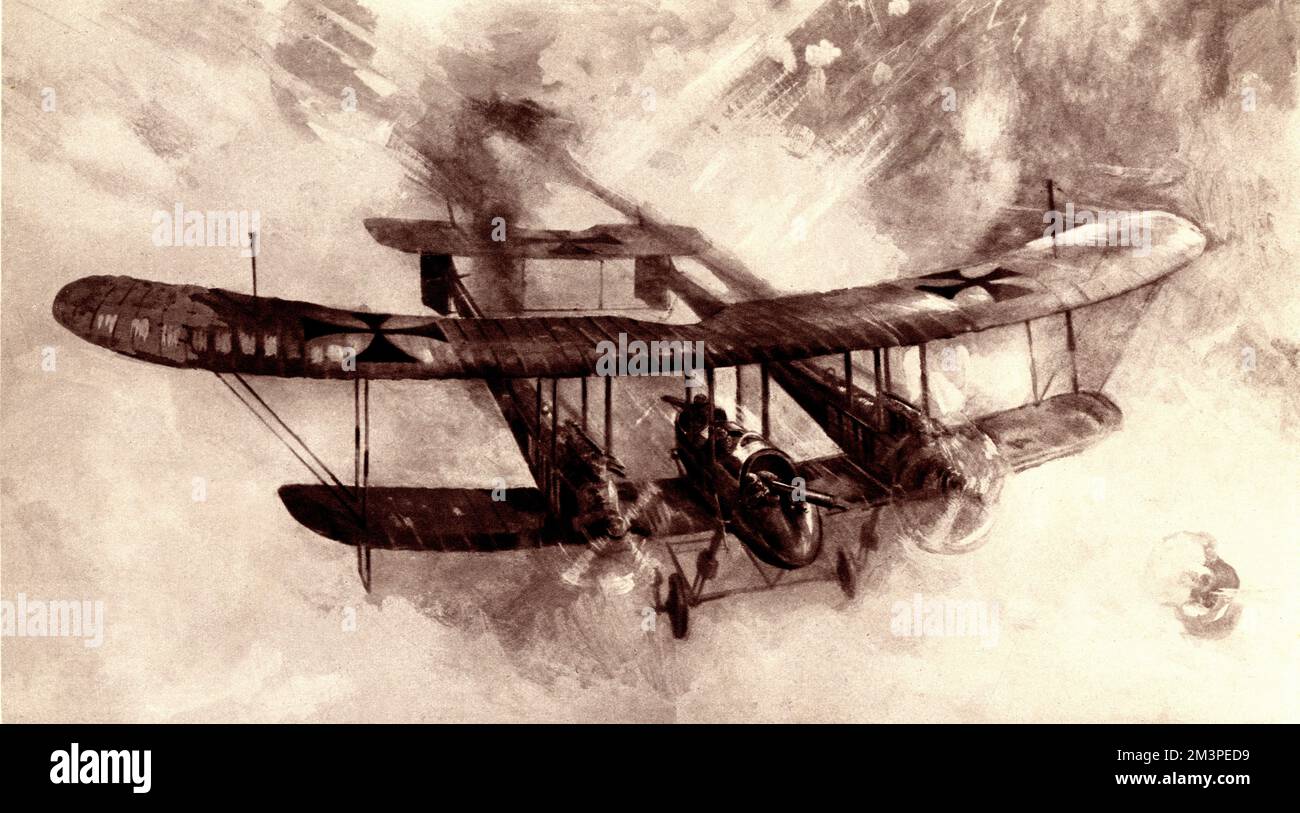 WW1 - Double-sized German biplane debut over Poelcappelle Stock Photo ...