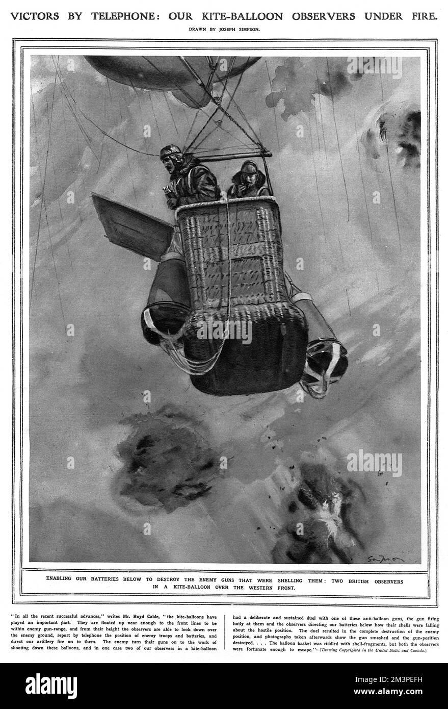 Kite Balloon Observers under fire Stock Photo - Alamy