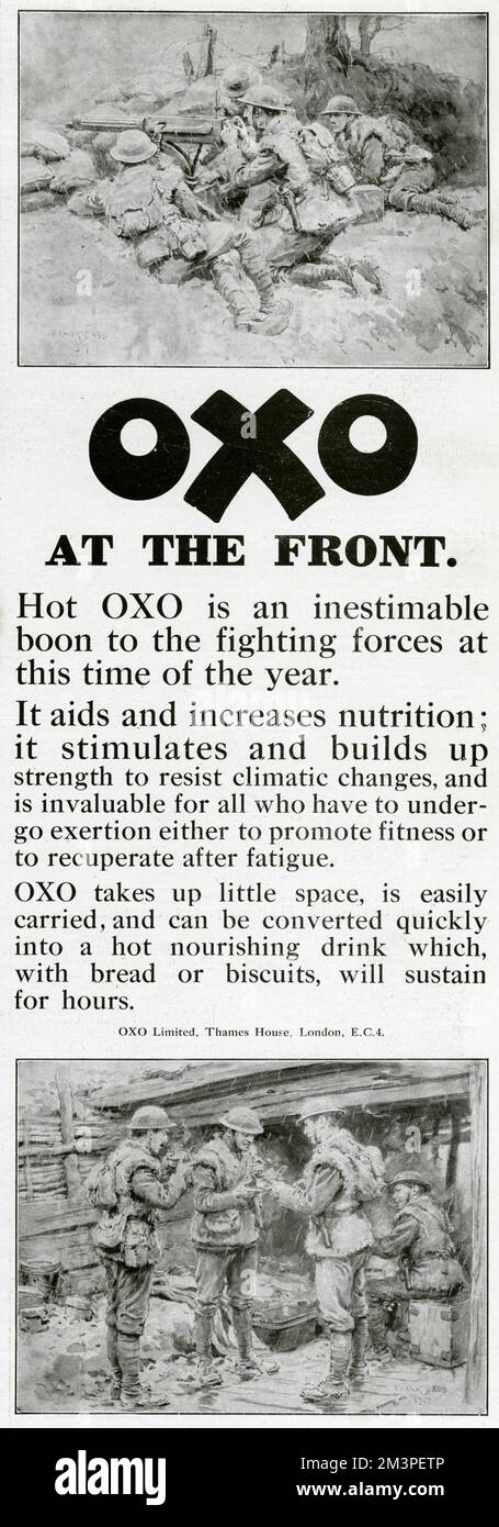 Advertisement for Oxo, 'an inestimable boon to the fighting forces at ...
