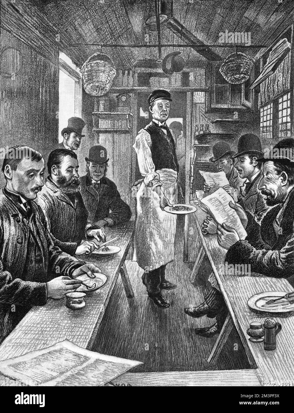 An interior of a London cabmen's shelter, 1890 Stock Photo - Alamy