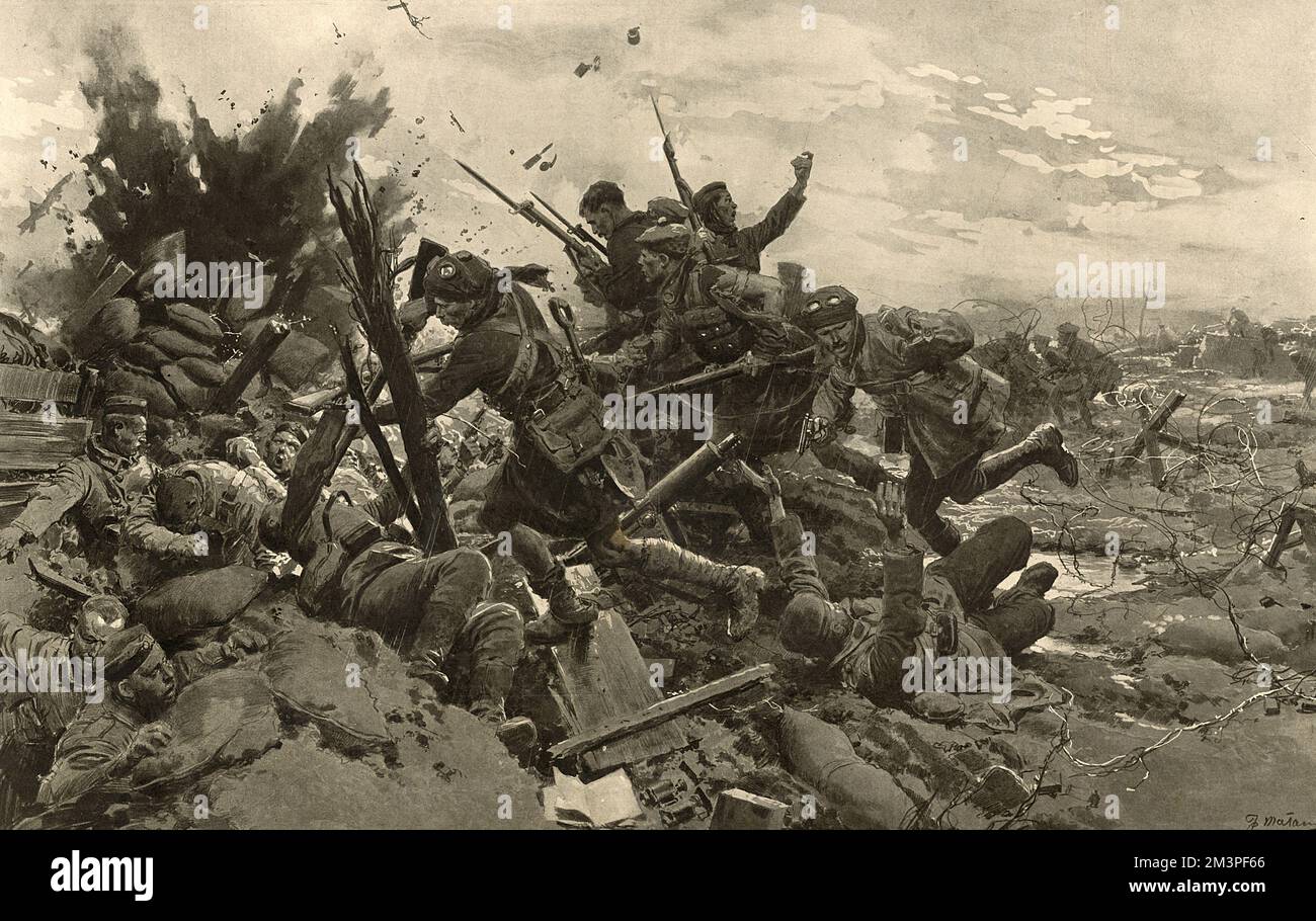 The Storming of the Trenches round Loos: British Soldiers Rushing the ...