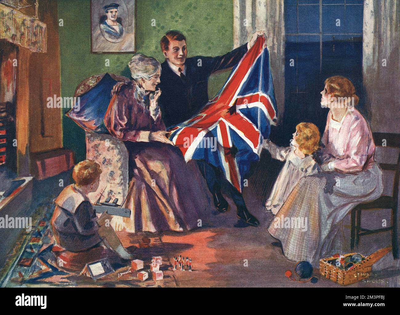 Patriotism in a British home, WW1 Stock Photo - Alamy