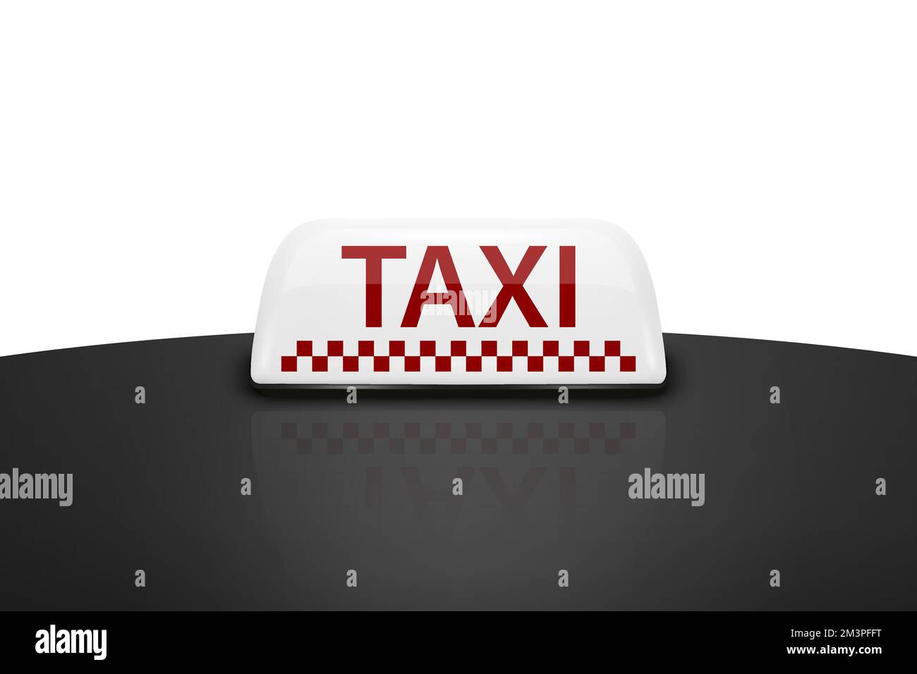 Vector 3d Realistic White and Red Taxi Car Roof Sign Icon Closeup on ...