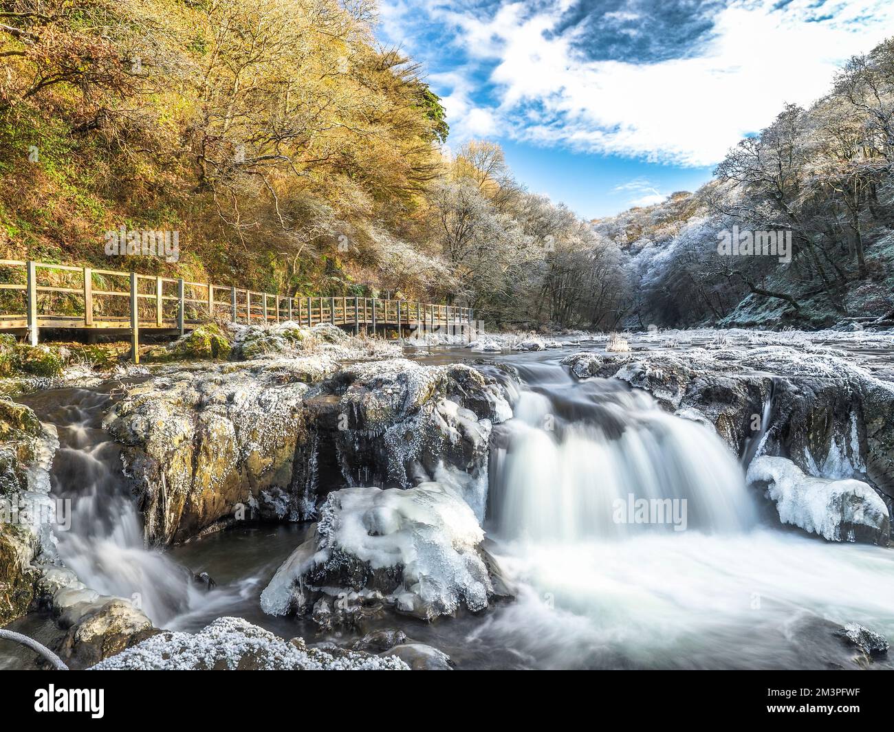 Cenarth Falls, Winter, River Teifi, Wales Stock Photo - Alamy