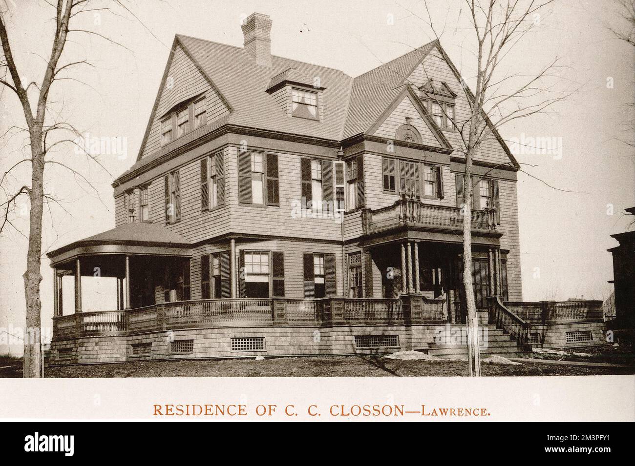 Residence of C.C. Closson, Lawrence , Houses, Art Work of Lawrence and ...