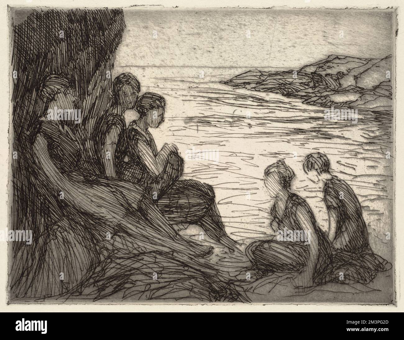 Rest - Narrow Cove , Swimmers, Bays Bodies of water, Sitting. Charles H ...