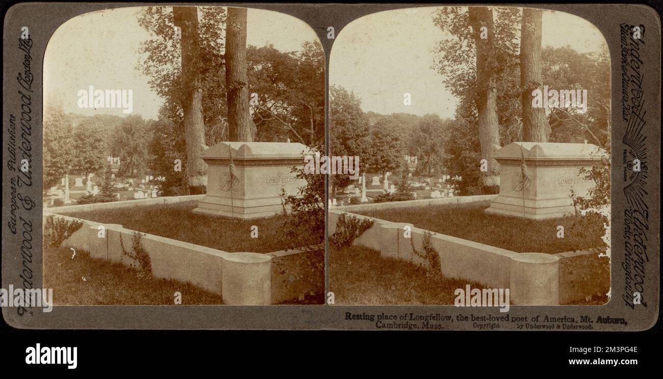 Resting place of Longfellow, the best-loved poet of America, Mt. Auburn ...