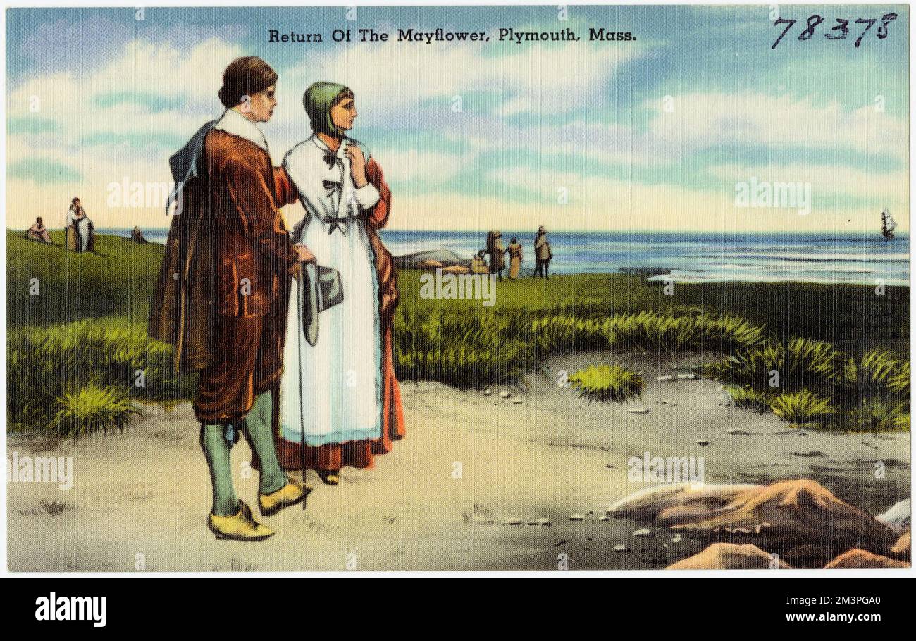 Return of the Mayflower, Plymouth, Mass. , Pilgrims, Tichnor Brothers ...