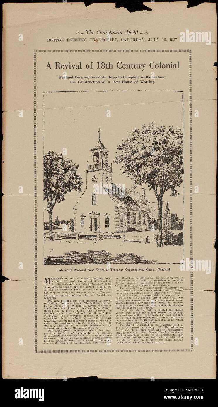 A revival of 18th century colonial Wayland Congregationalists hope to ...