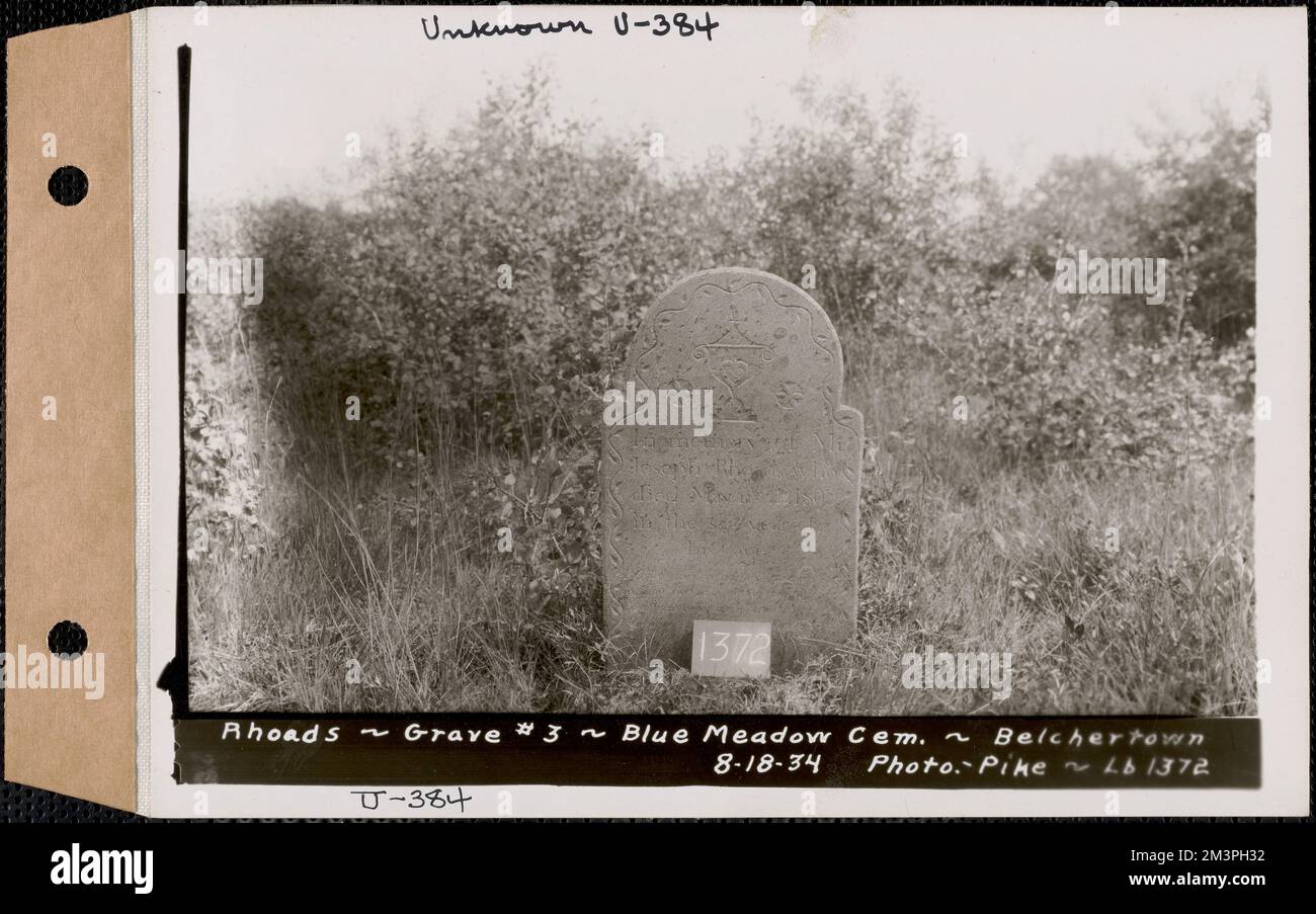 Rhoads, Blue Meadow Cemetery, Grave no. 3, Belchertown, Mass., Aug. 18, 1934 : Unknown, U-384 ...