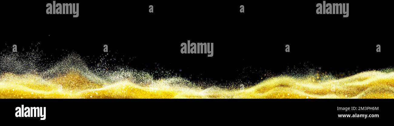 gold dust wave on black background. nobody Stock Photo - Alamy