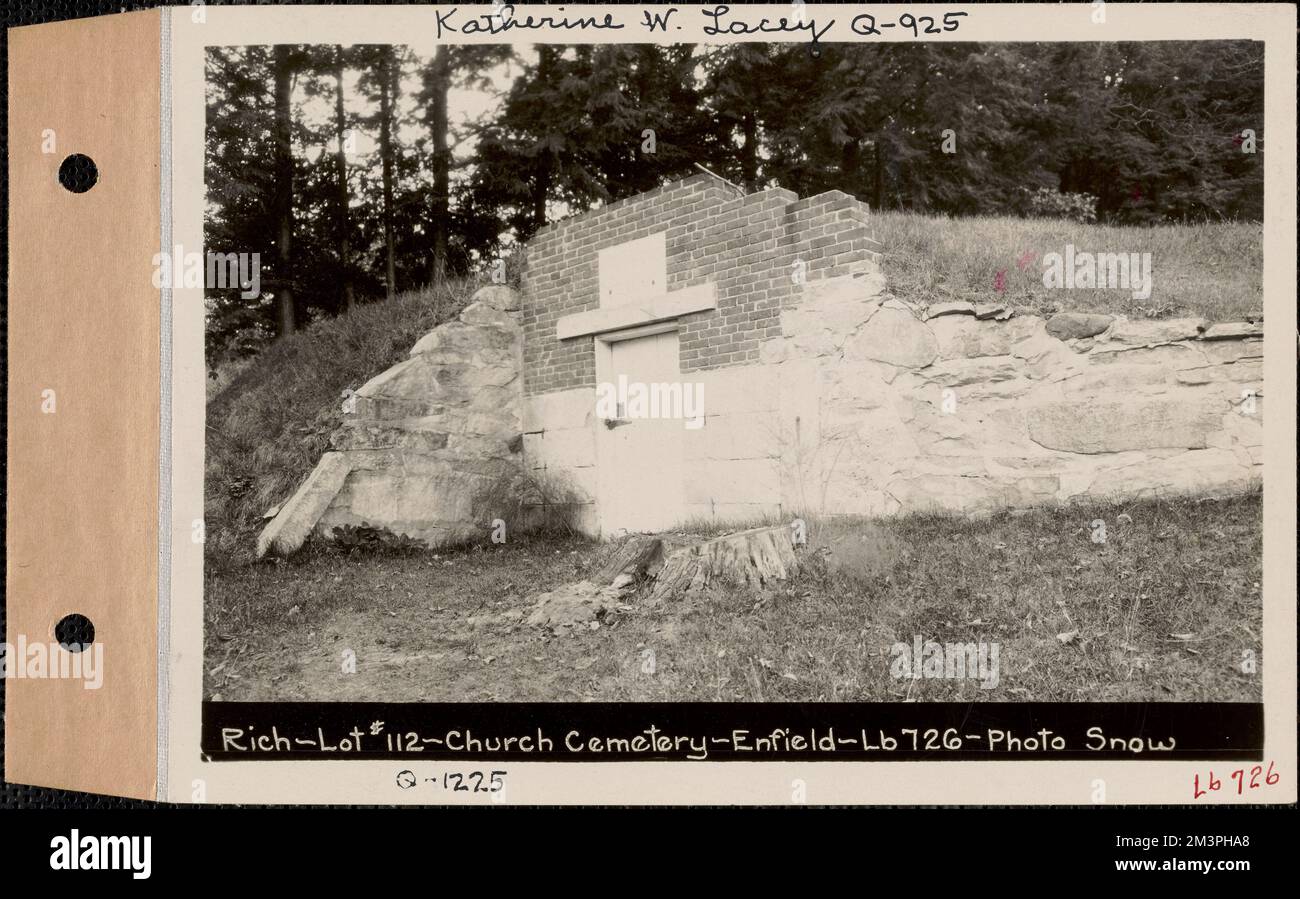 Rich, Church Cemetery, lot 112, Enfield, Mass., ca. 1930-1931 ...