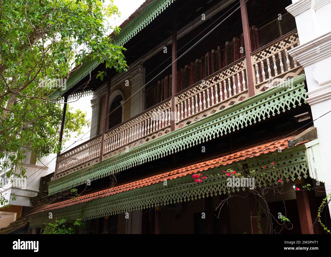 Old colonial house in Muslim Quarter, Puducherry, Pondicherry, India ...