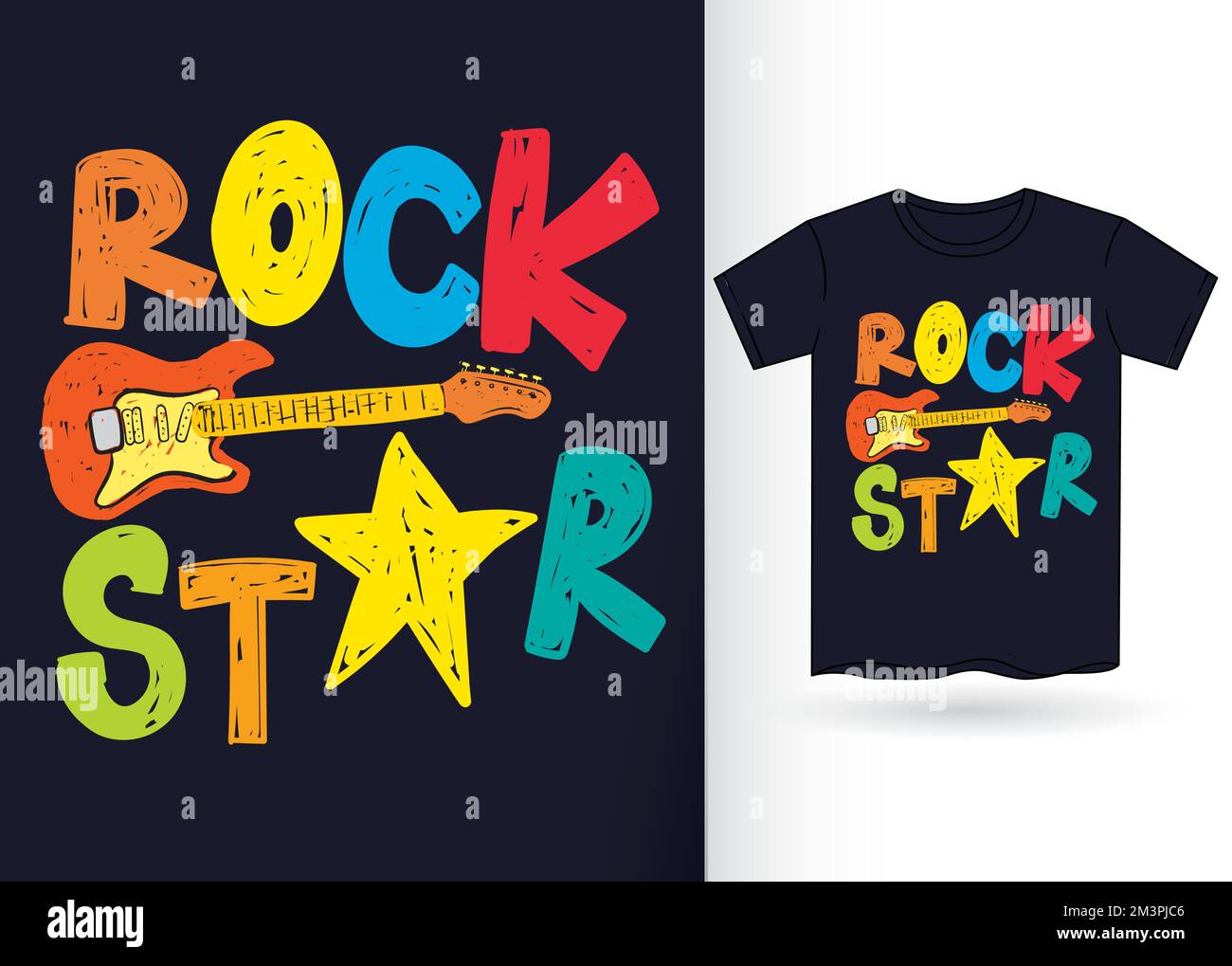 Rock star hand drawn typography for for kids t shirt with template ...