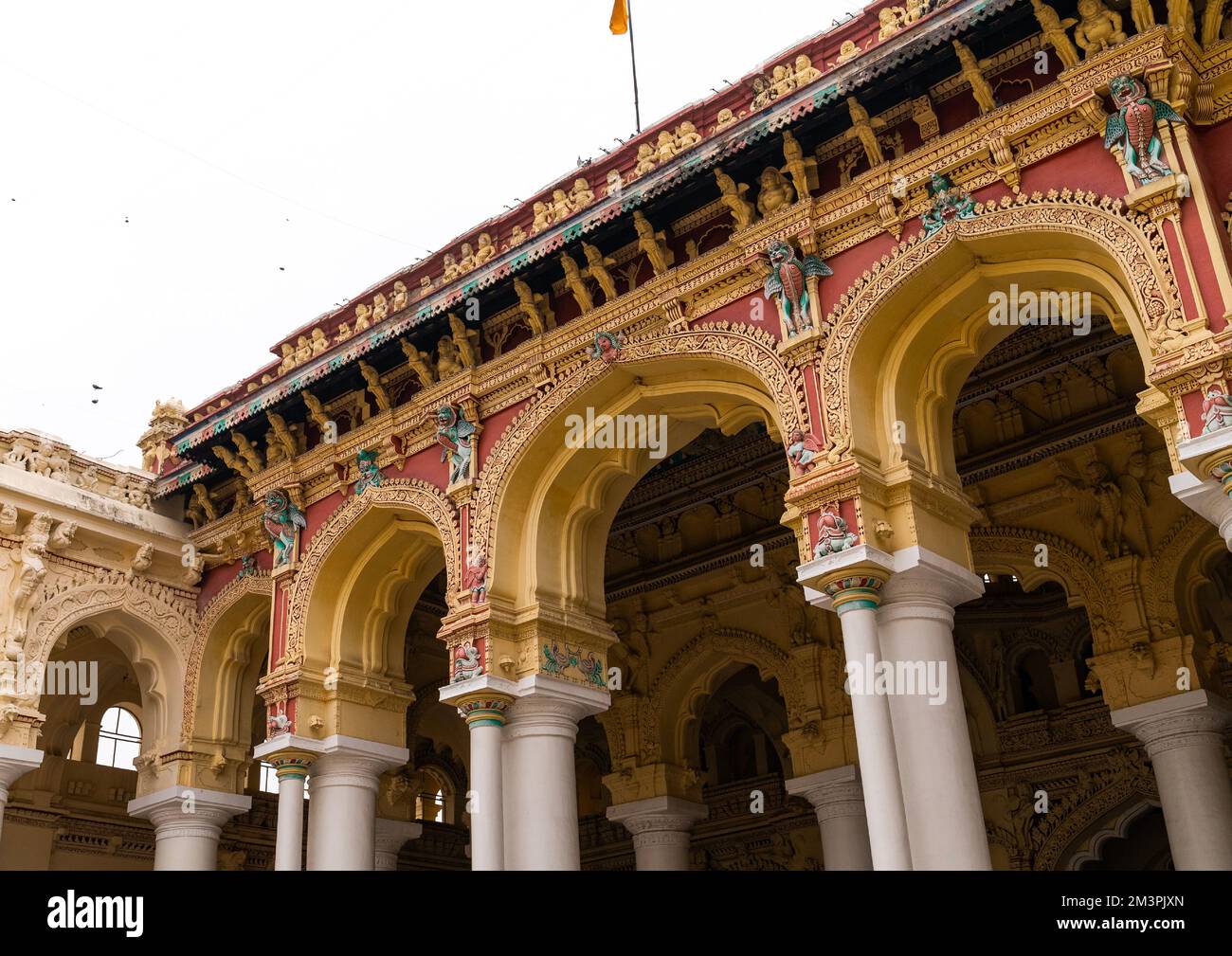 Pillared hall of Thirumalai Nayakar Palace, Tamil Nadu, Madurai, India ...