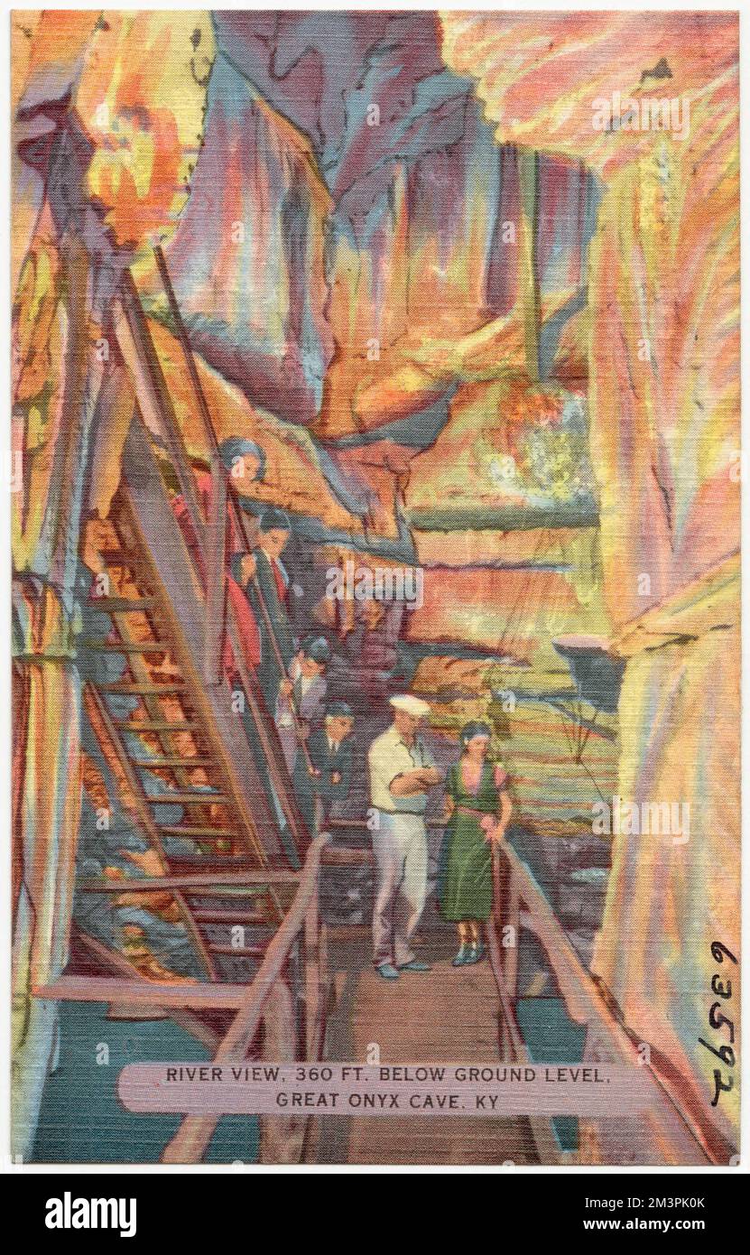 River view, 360 ft. below ground level, Great Onyx Cave, KY , Caves ...