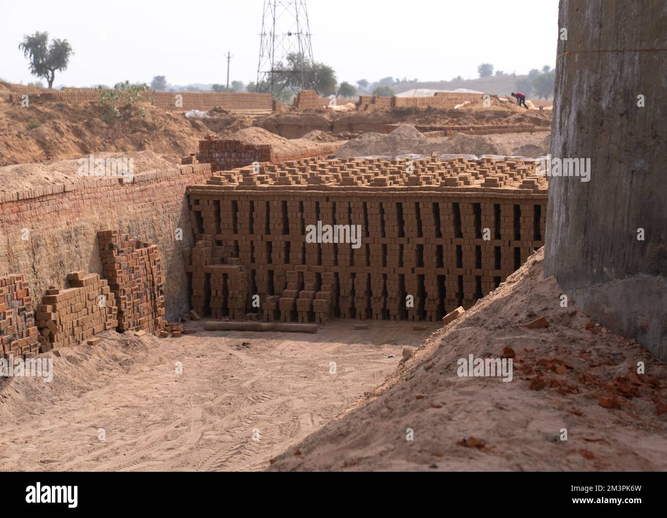 Brick factory in the countryside, Rajasthan, Mandawa, India Stock Photo ...