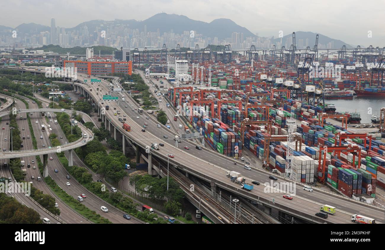 General view of Kwai Chung Container Terminal in Kwai Chung. 23JUN21 ...