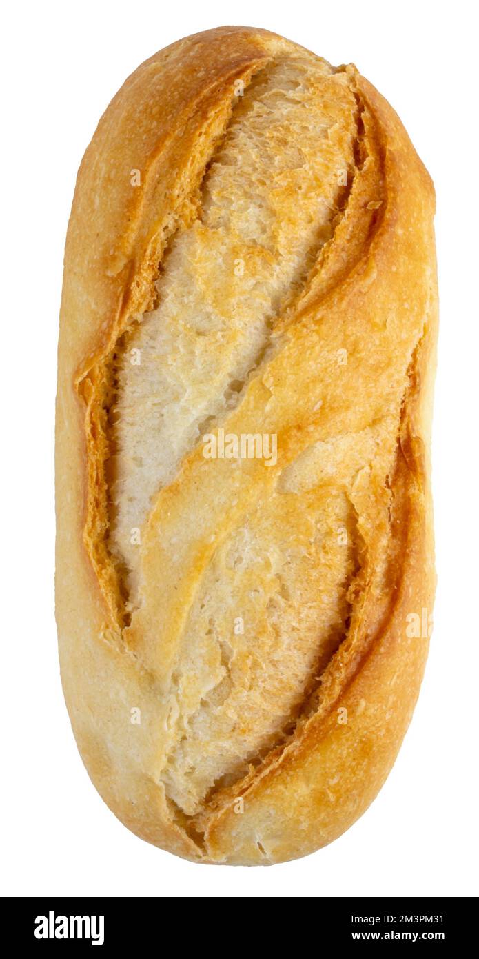 White bread freshly baked baguette isolated on white background, top ...