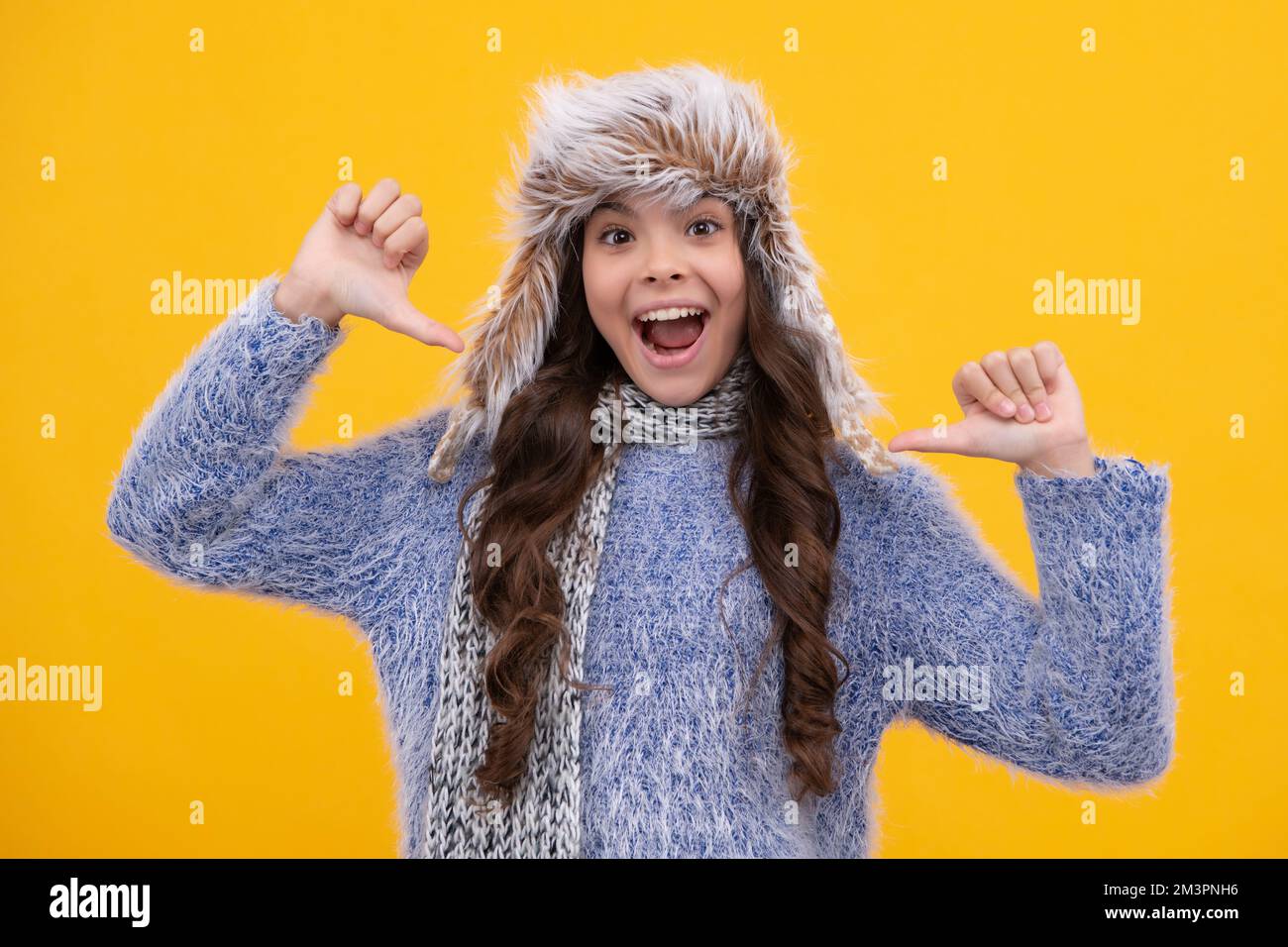 Winter hat. Cold season concept. Winter fashion accessory for children ...