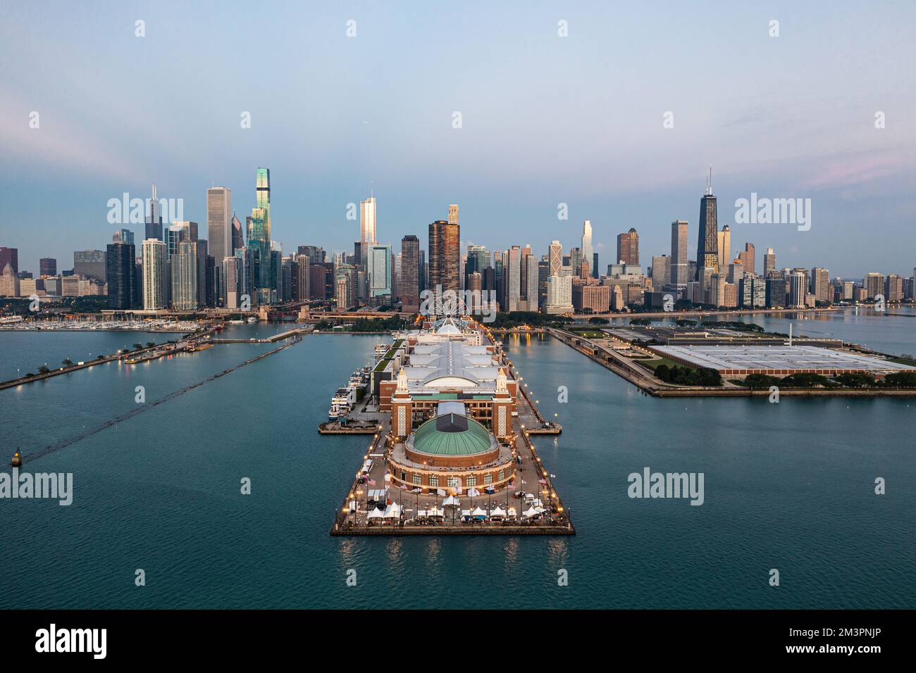 An aerial view of the modern buildings in Navy Pier Stock Photo - Alamy