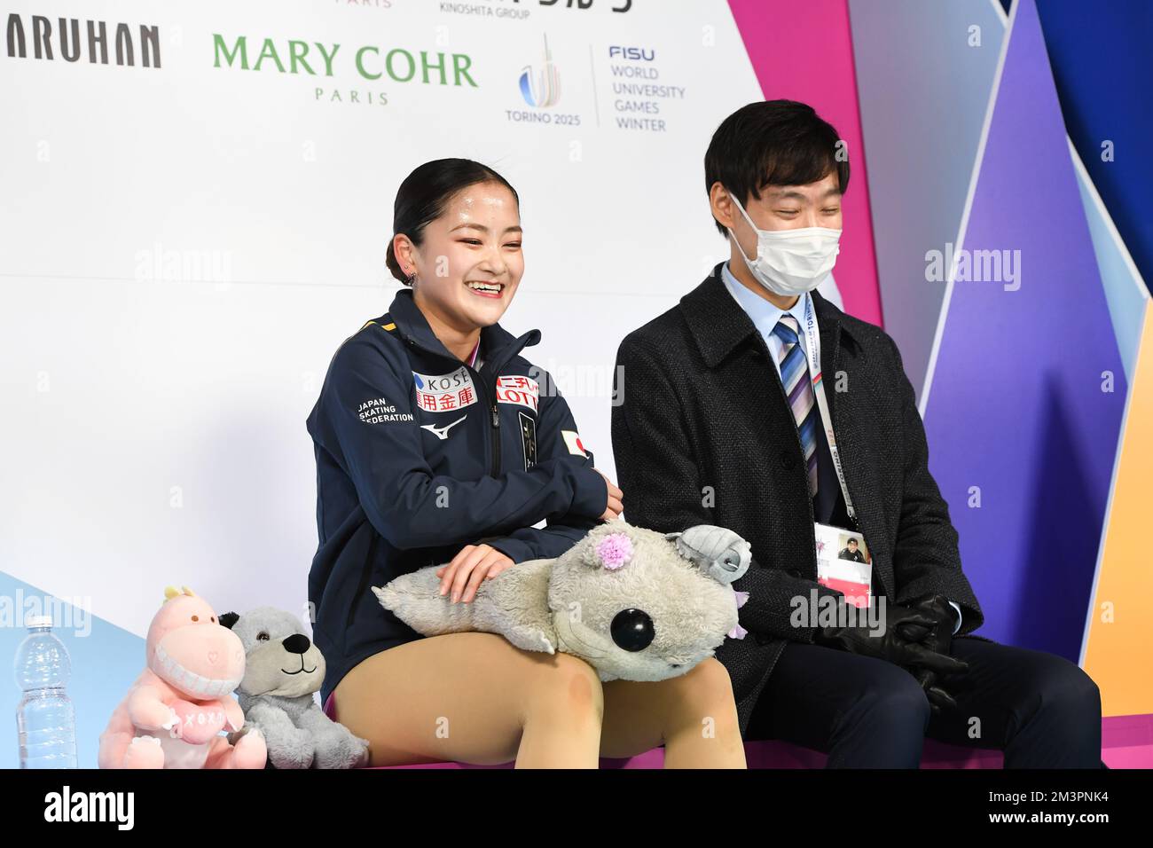 Rinka WATANABE (JPN), at Kiss & Cry, during Senior Women Free Skating ...