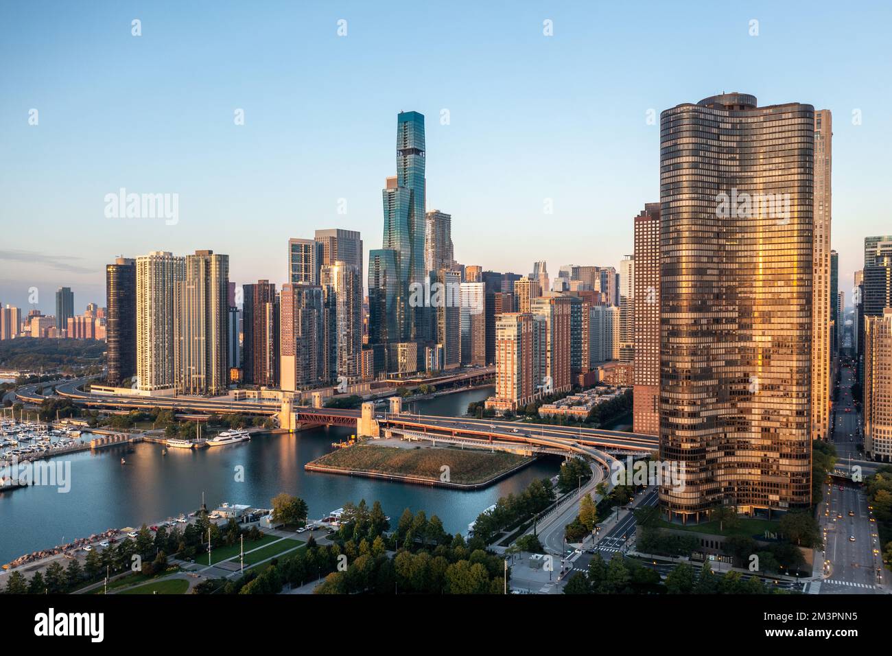 An aerial view of the modern buildings in Navy Pier Stock Photo - Alamy