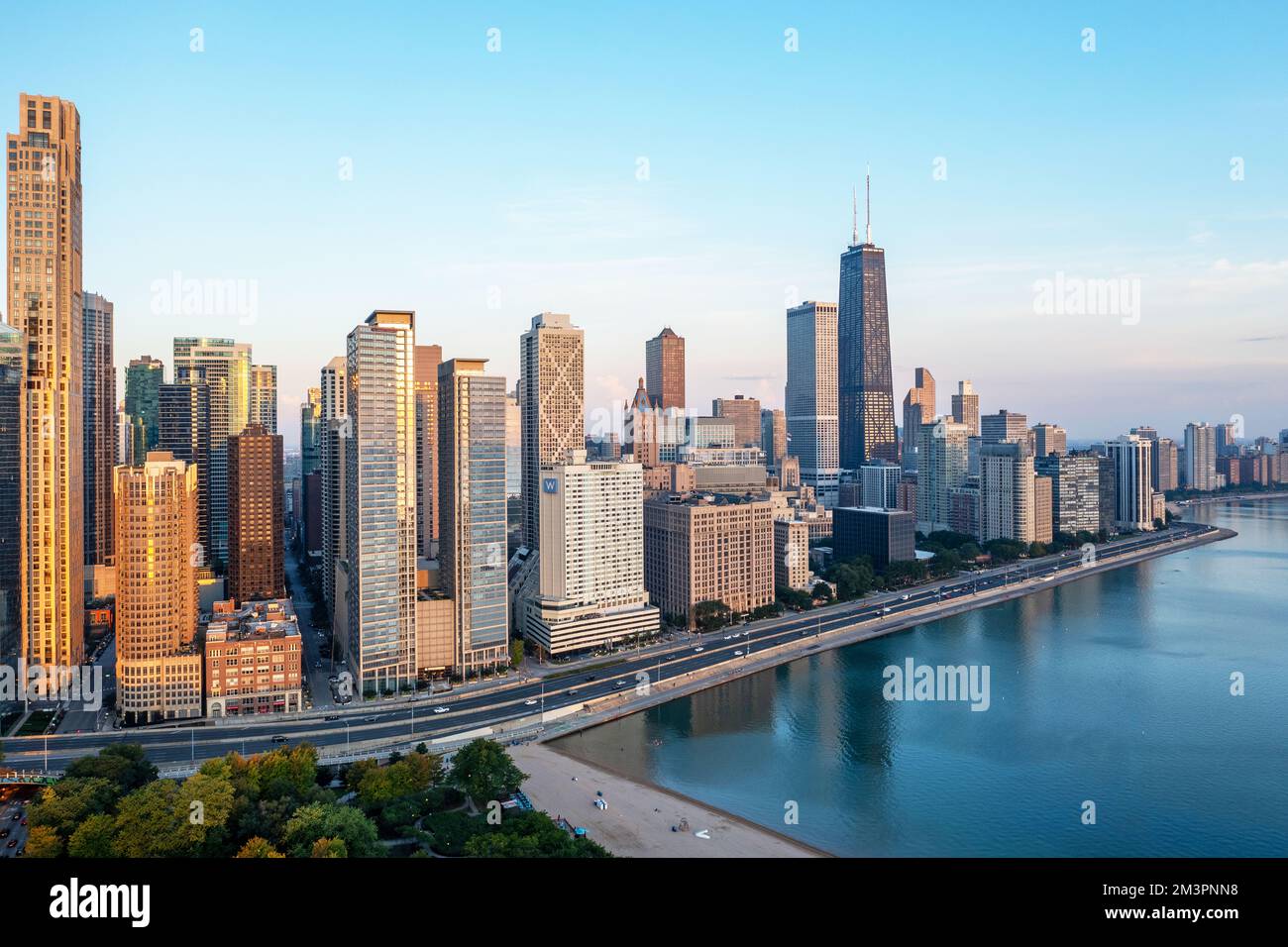 An aerial view of the modern buildings in Navy Pier Stock Photo - Alamy