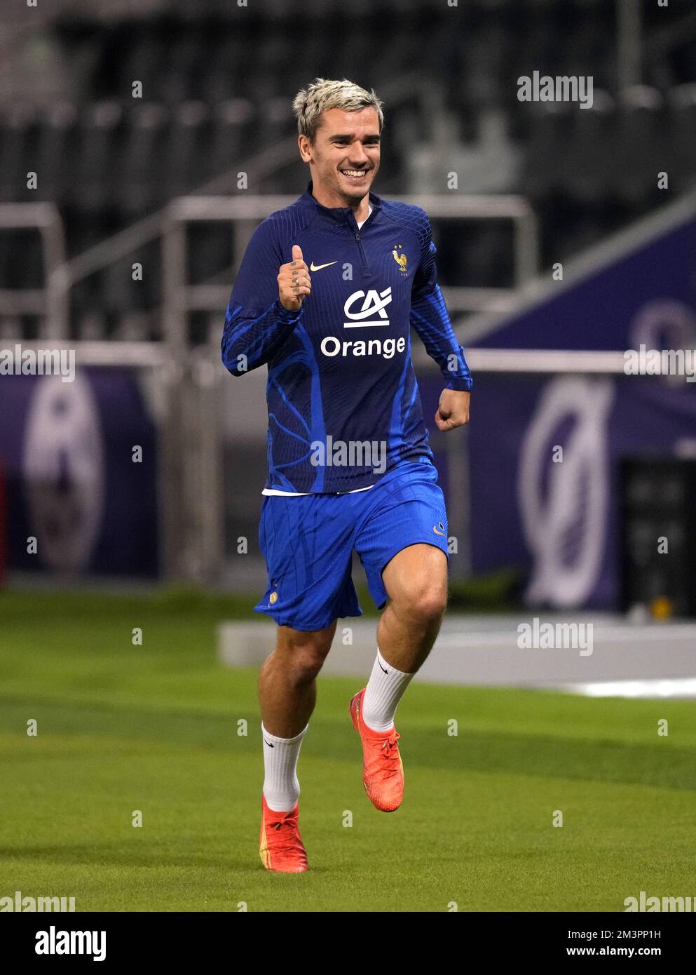 France's Antoine Griezmann during a training session at Al Sadd SC ...
