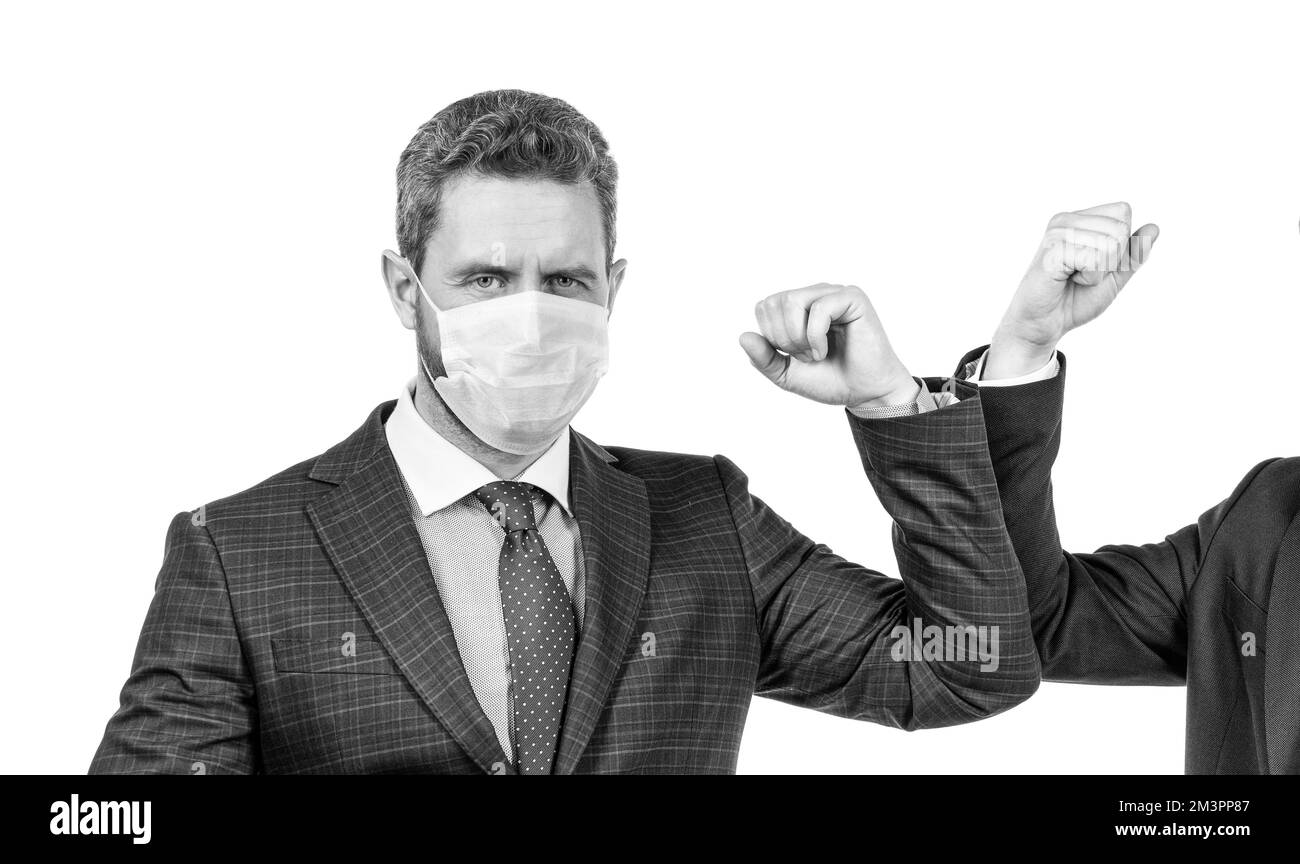 Elbow touch new normal Black and White Stock Photos & Images - Alamy