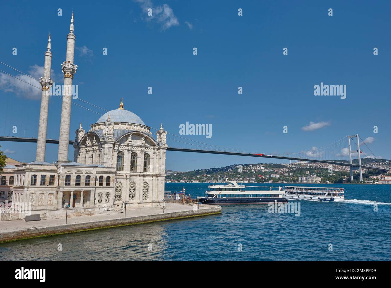 Historic Buyuk mecidiye cami in Bosporus strait. Istanbul, Turkey Stock ...