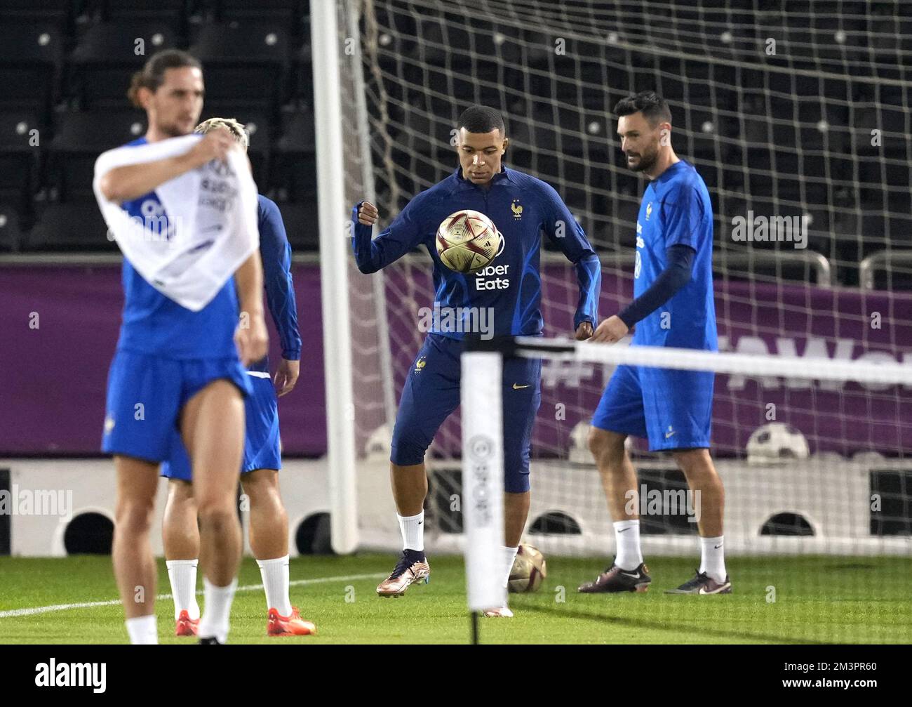 France's Kylian Mbappe during a training session at Al Sadd SC Stadium ...