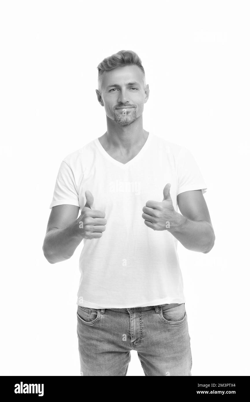 Man thumbs up isolated Black and White Stock Photos & Images - Alamy