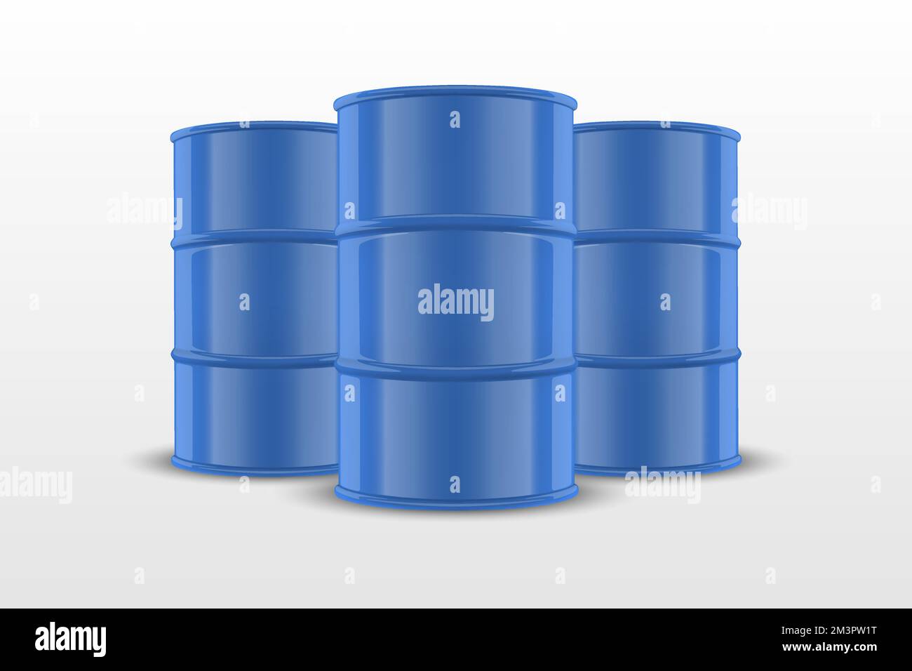 Vector 3d Realistic Three Blue Barrels, Hazard Liquid. Caution Barrel ...