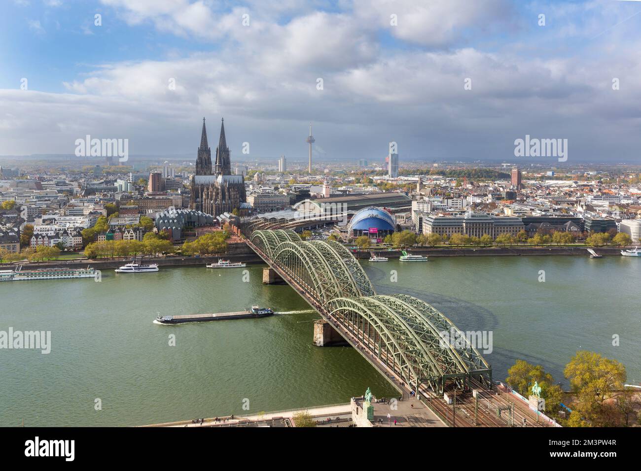 View of Cologne and the Rhine with Hohenzollern Bridge and Cologne ...