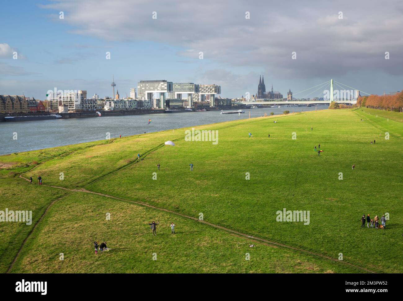 View of the Poller Wiesen and the Rheinauhafen from the South Bridge ...