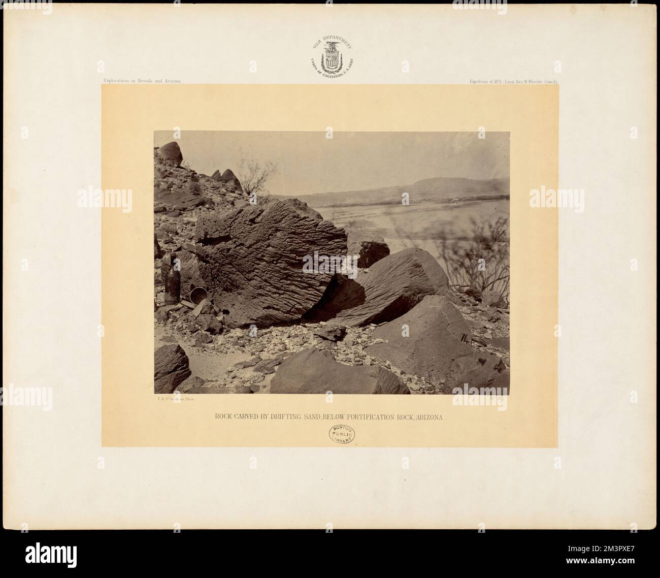 Rock carved by drifting sand, below Fortification Rock, Arizona ...