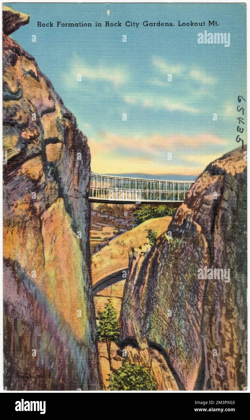 Rock formation in Rock City Gardens, Lookout Mt. , Tichnor Brothers ...
