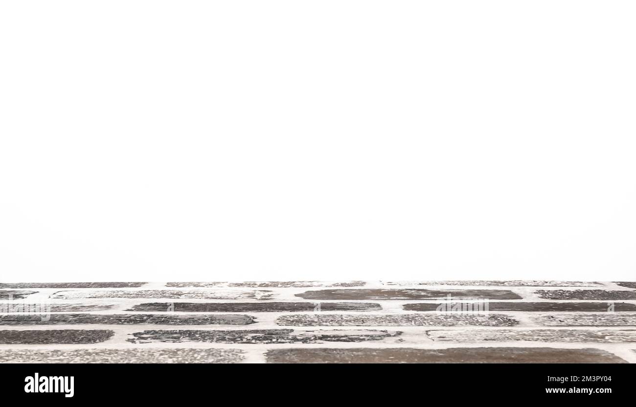 White background with brick support for displaying promotional items ...