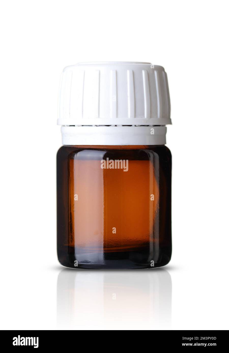 small glass medicine bottle on white background Stock Photo - Alamy