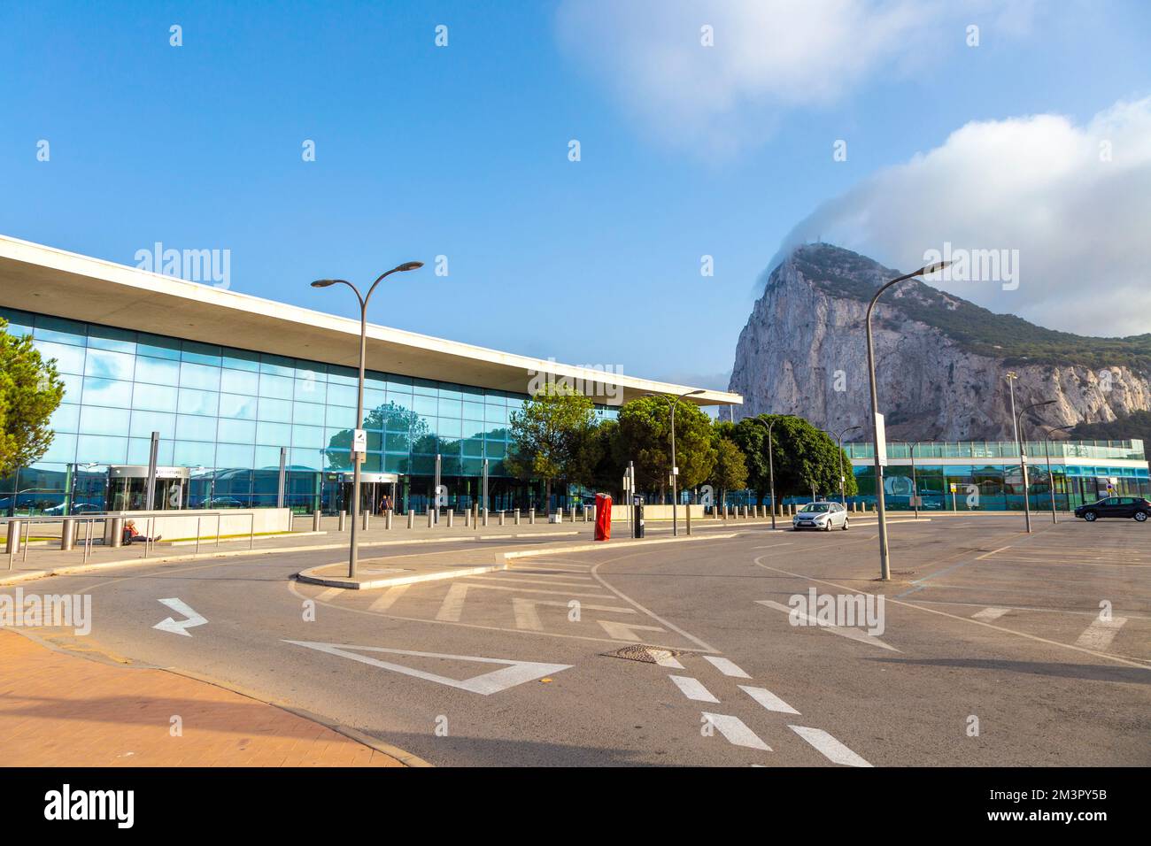 Terminal at Gibraltar International Airport with the Rock of Gibraltar ...