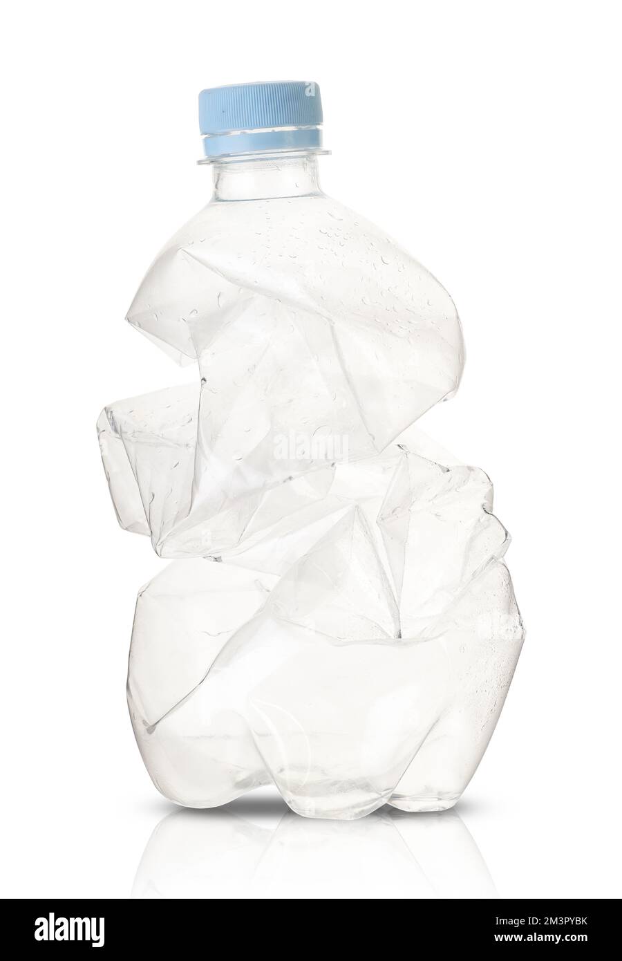 crushed plastic bottle on white background Stock Photo - Alamy