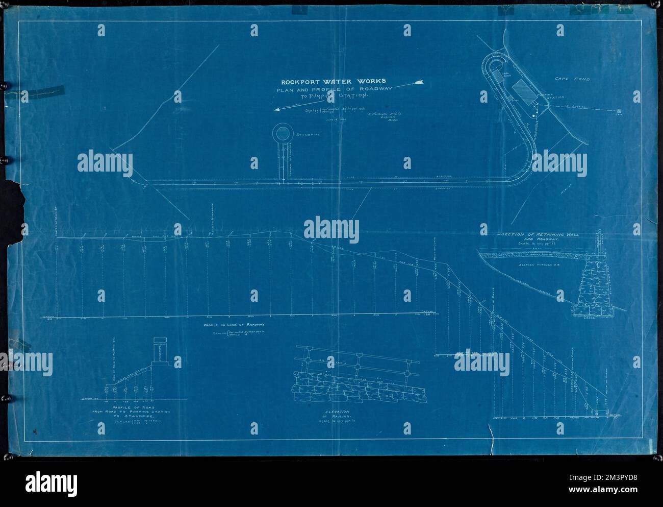 Rockport Water Works, plan and profile of roadway to pumping station ...