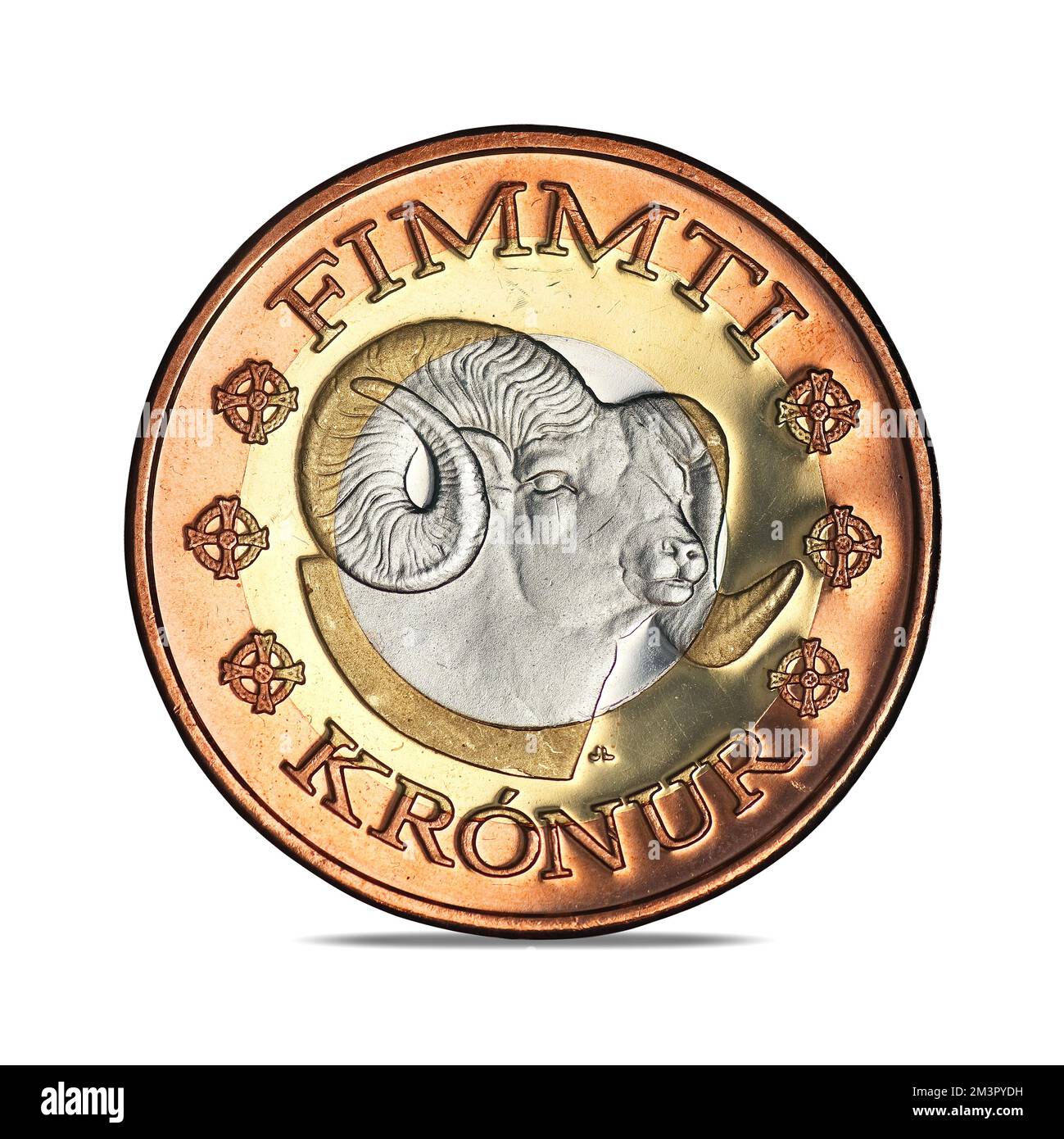 50 Faroese kroner coin on a white background Stock Photo - Alamy