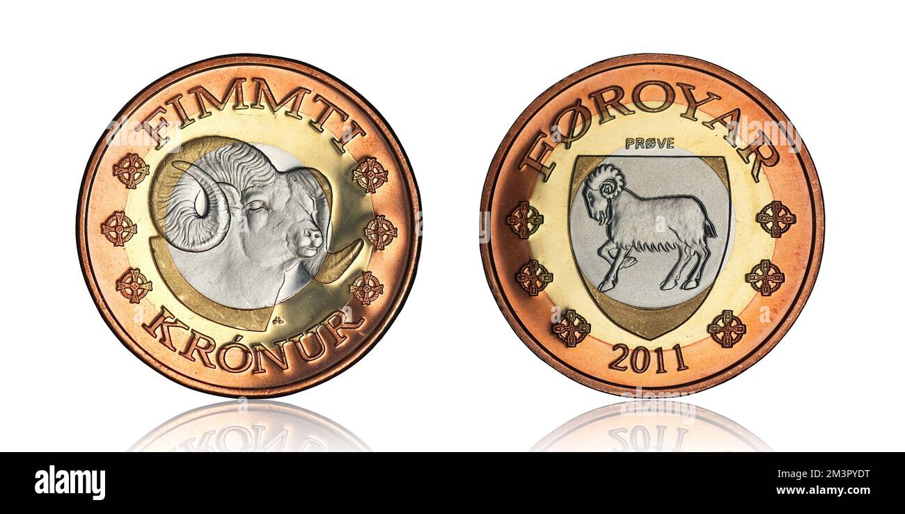 50 Faroese kroner coin on a white background Stock Photo - Alamy